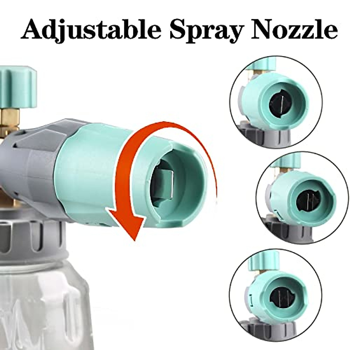 Sooprinse Foam Cannon, Adjustable Snow Foam Lance Transparent Body, Professional Car Foam Blaster with 1/4 Inch Quick Connector, 4000 PSI, 1L