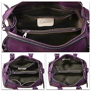 Genuine Leather Handbags Satchel for Women Purse Vintage Handmade Top-Handle Handbag Crossbody Shoulder Bag (Purple)