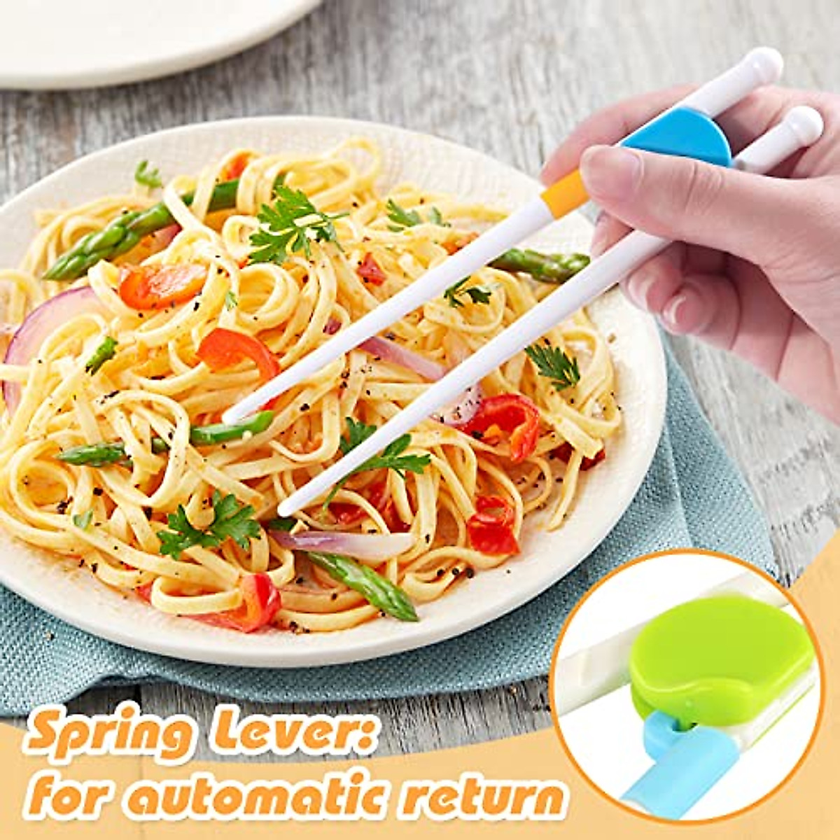 HANSGO Kid Training Chopsticks, 4 Pairs Colorful Learning Chopsticks Detachable Training Chopsticks for Kids Toddler Children Left or Right Handed Dishwasher Safe