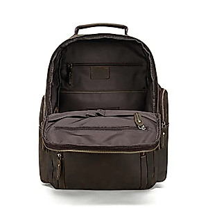 Taertii Full Grain Mens Leather Backpack for 15.6" Laptop Large Capacity 32L Multi Pockets Travel Work Hiking Daypacks