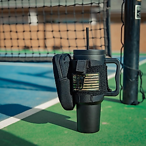 Iron Infidel Tactical Tumbler with Straw Lid - 40oz Insulated Tumbler for Men & Women that Fits Car Cup Holder with Rugged Sleeve to Store Keys, Wallet & Phone - Stealth Black