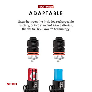 NEBO Rechargeable Pen Light Flashlight 360-Lumens Inspector Flashlights Features Flex Power, Meaning it can be Operated by The Included Rechargeable Battery or by 2X AAA Batteries