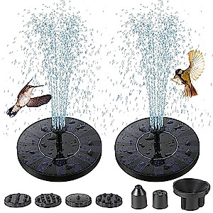 Saillong 2 Pack Solar Bird Bath Fountain Pump, 2.5W Outdoor Solar Powered Bird Bath Water Fountains with 6 Nozzles, Outdoor Floating Solar Fountain Pump for Bird Bath Garden, Ponds, Pool, Fish Tank