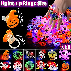 AMENON 150 Pcs Halloween Party Favors for Kids 100 Glow Sticks and 50 Halloween LED Light Up Rings Halloween Glow in The Dark Toy Gifts Halloween Goodies Bag Fillers Party Supplies for Kids