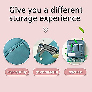 HSLFUAI Hanging Storage Bag for Bathroom, Behind Door, Bedroom, Washing Table Storage, Multifunctional Storage Bag with 3 Sticky Wall Hooks (3Layer, Blue)