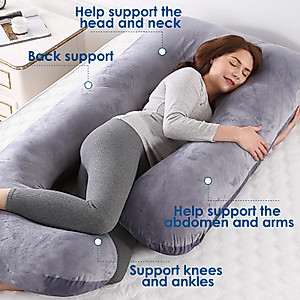 Aidiu u Shaped Pillows Pregnant Body Pillows for Sleeping, Pregnancy Pillows U Shape, Maternity Pillow, Full Body Maternity Pillow,57in, Support Back,Neck,Leg,Foot,Side Sleeper, Washable Cover, Grey