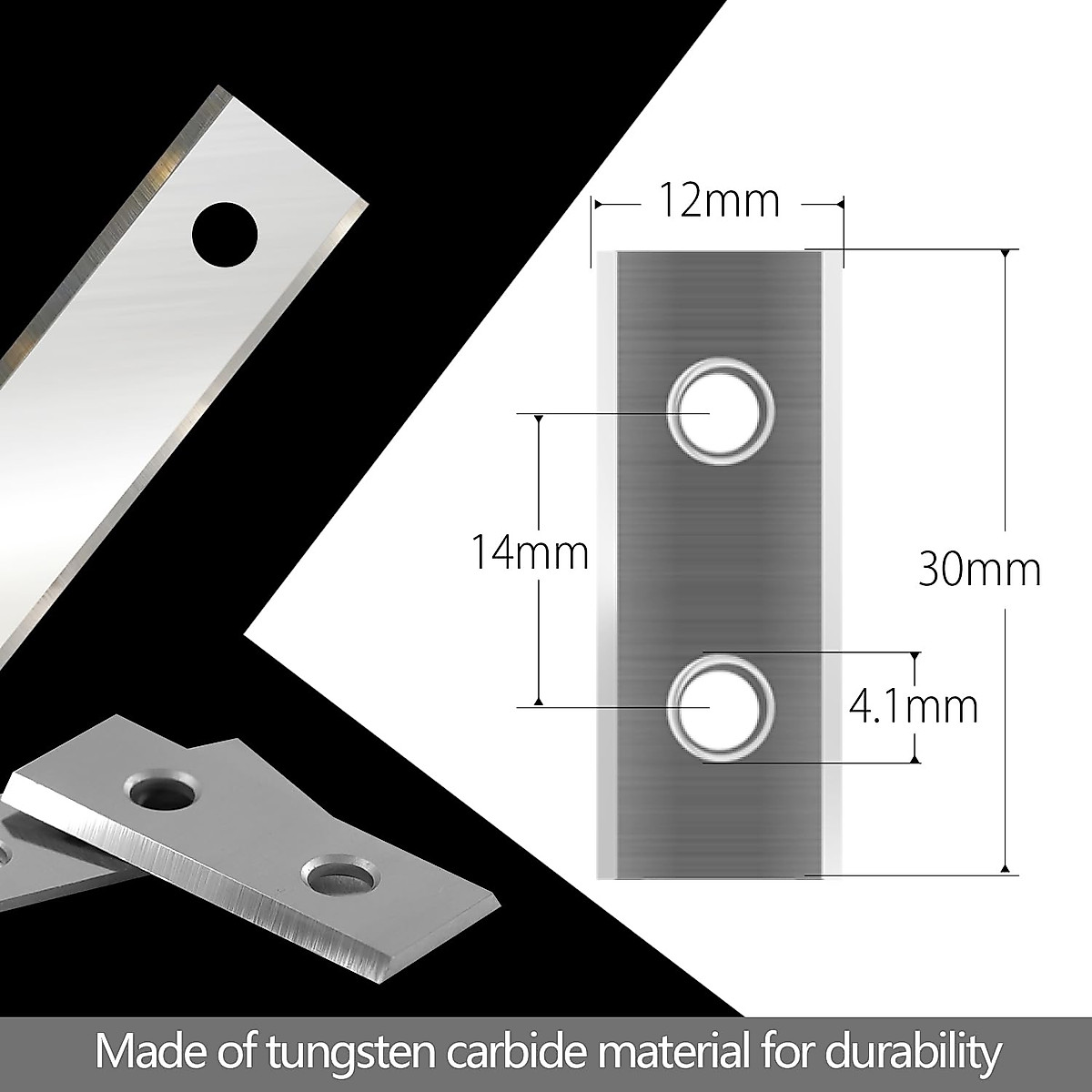 30mm Carbide Inserts Cutters Scraper Blades 1.18" 2 Edges for Paint Scrapers Woodworking Spiral Helical Planer Cutter Head Flush Trim Bit Lathe Turning Tools, 30x12x1.5mm 10pcs