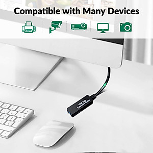 50FT USB 3.0 Extension Cable,Active USB 3.0 Extension Cable A-Male to A-Female,USB 3.0 Extension Cord,with 5V/2A Power Adapter,Compatible Oculus Quest 2 VR, Xbox, PS4 and More, (Black-50Feet)