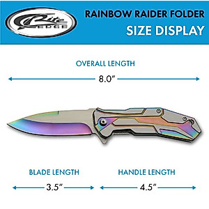 SZCO Supplies 8" Rainbow Tech Assisted Open Folding EDC Utility Pocket Knife With Clip