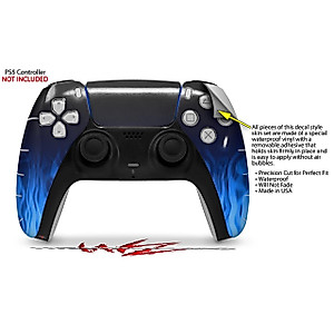 WraptorSkinz Skin Wrap compatible with Sony PS5 DualSense Controller Fire Blue (CONTROLLER NOT INCLUDED)