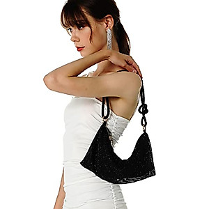 Rumdin Rhinestone Purse Chic Rhinestone Clutch Bag Black Women's Evening Handbags Sparkly Purse Hobo Bags for Women