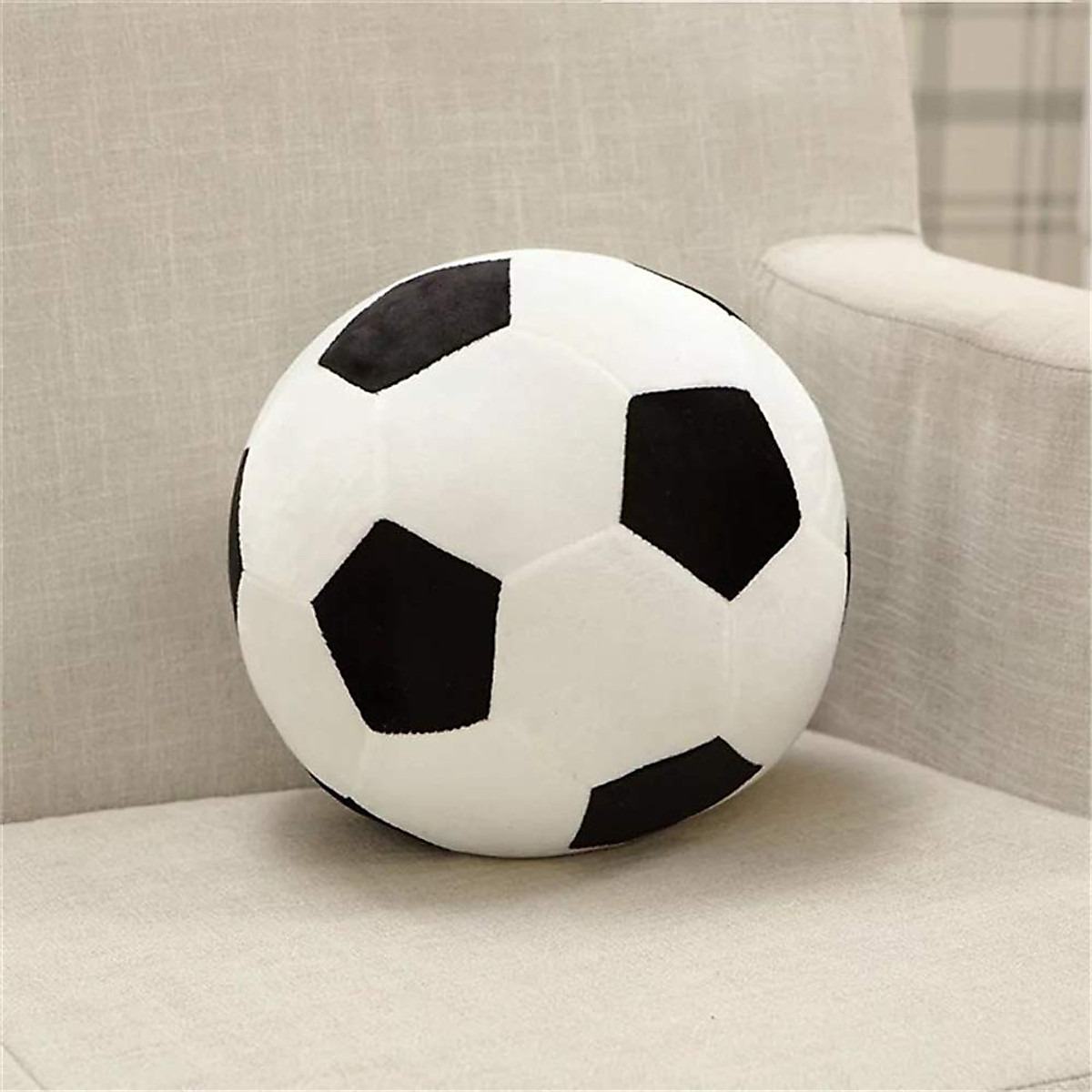 Plush Soccer Balls - Fluffy Stuffed Toy Soccer Ball Plush Pillow Soft Durable Stuff Soccerball Gift for Kids Boy Baby (Black -White,11.8inch/30cm)