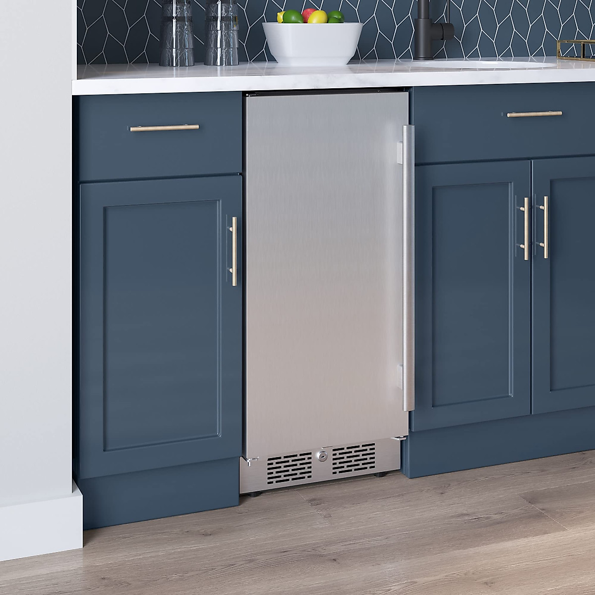 Avallon AFR152LH 15 Inch Wide 3.3 Cu. Ft. Compact Refrigerator with LED Lighting and Left Swing Door - Stainless Steel