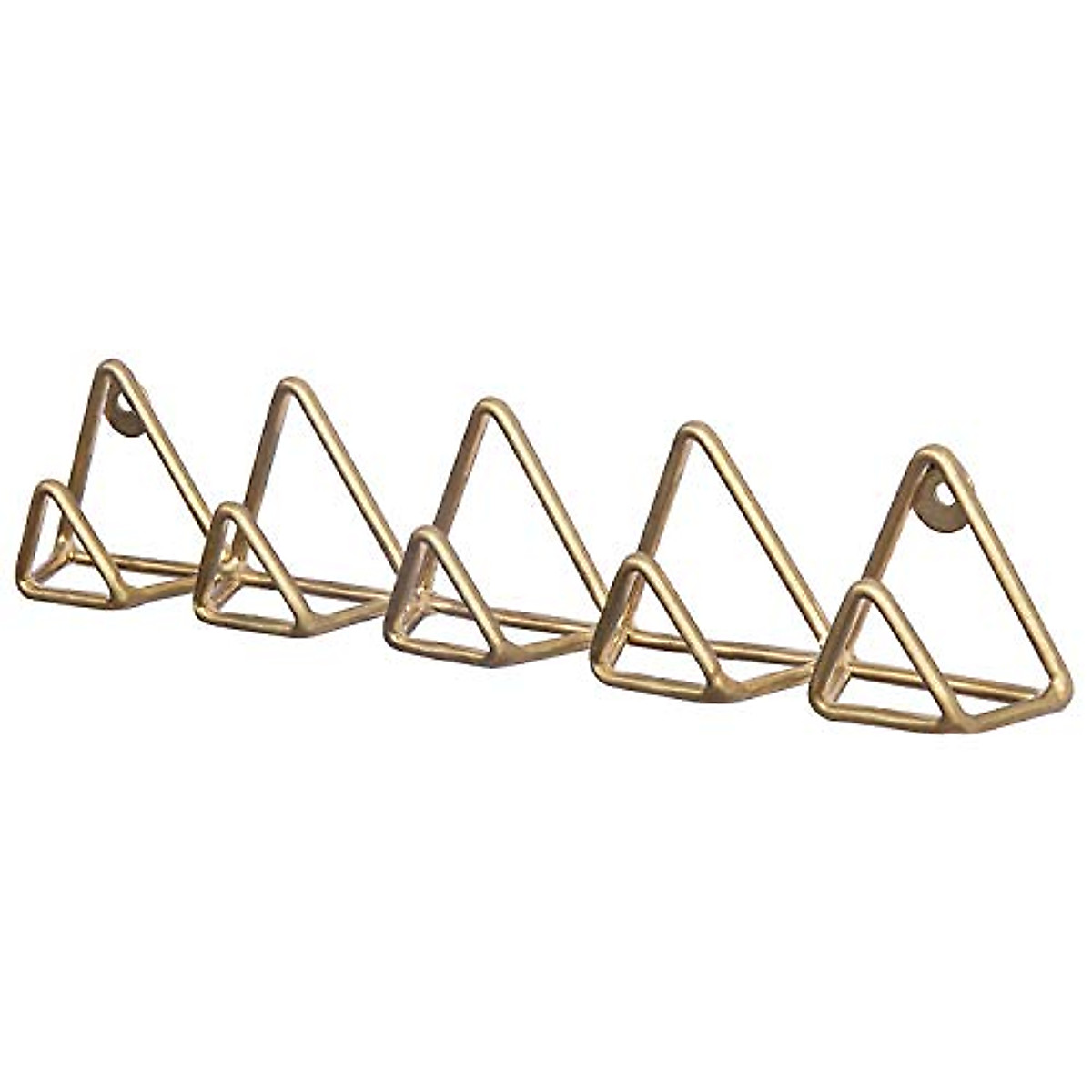 MyGift Modern Gold Metal Wall Key Rack Organizer for Wall with 5 Hooks and Triangle Design