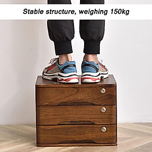 JAEFIT Solid Wood Storage Box - Flat File Cabinet, Wooden Desktop Storage Box with Lockable Drawers, Office Supplies A4/Receipt File Organizer (Size : 2 Layer)