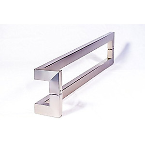 24 Inch Square Rectangle Flat Shape Stainless Steel Modern Contemporary Entry Door Handle Bar Pull Shower Glass Sliding Barn Door Entrance Interior Exterior Door Pull Push Brush Nickel Satin Finish