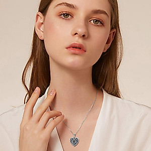 SOULMEET Personalized Sunflower Heart Locket Sterling Silver Necklace That Holds 2 Pictures Memory Photo Lockets Custom Any Photo (Custom photo & text)