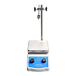 JoanLab SH-2 Integrated Magnetic Stirrer with Analog Hot Plate, 2,000mL, 100-1400rpm, 350°C Max. Temp, 30mm Stir Bar and Thermometer Support Stand Included
