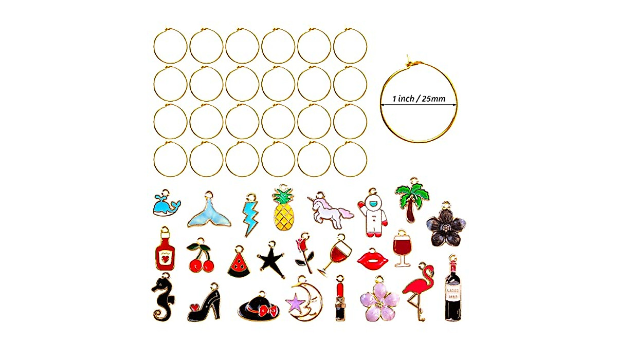 24 Wine Glass Charms Set for Parties & Gifts | Festive Drink Markers