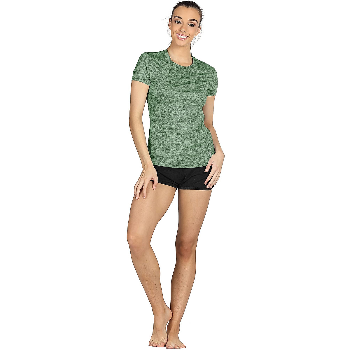icyzone Workout Running Tshirts for Women - Fitness Athletic Yoga Tops Exercise Gym Shirts (Pack of 3) (S, Charcoal/Burgundy/Turf Green)