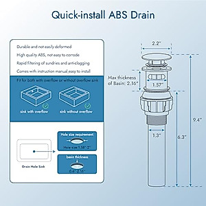 Cinwiny Matte Black Bathroom 4 Inch Centerset Sink Faucet SUS304 Double Handles Swivel Spout Deck Mount Mixer Tap with Pop-up Drain Lavatory Bathroom Vanity Faucets