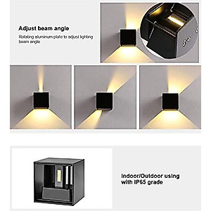 Wrasse 2pcs led Outdoor Wall Mounted Light 12W Wall Sconce 3000k Black Exterior Light Fixture 110v up Down Modern Cube Lighting for Outdoor Patio Decor House Light Villas Hotel (Matte Black 3000k)
