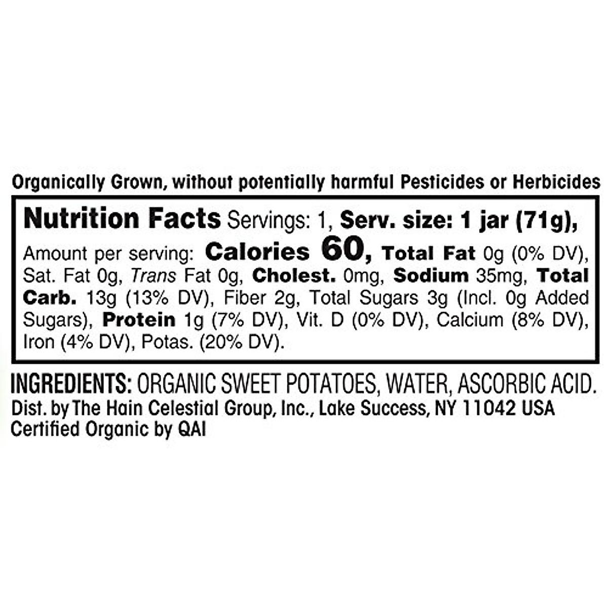 Earth's Best Organic Stage 1 Baby Food, Sweet Potato, 2.5 oz. Jar