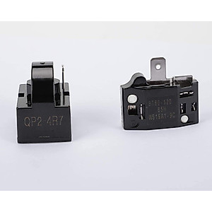 QP2-4R7 1Pin Refrigerator PTC Starter Relay and 6750C-0005P Refrigerator Overload Protector for LG Refrigerator Compressor,2 Pieces in Total