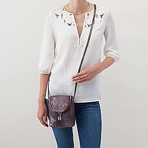 HOBO Fern Stylish Bag for Women - Leather Construction with Top Zip Closure, Printed Lined Interior, and Adjustable Crossbody Strap Bag Plum Graphite One Size One Size