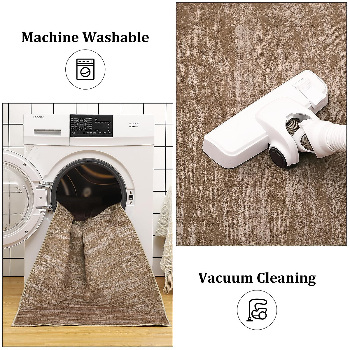 GarveeHome Washable Rug 5x7 Modern Solid Area Rug Indoor Non Slip Throw Floor Cover Contemporary Rug Boho Accent Area Rug Farmhouse Low Pile Rug Carpet for Living Room Bedroom, Taupe