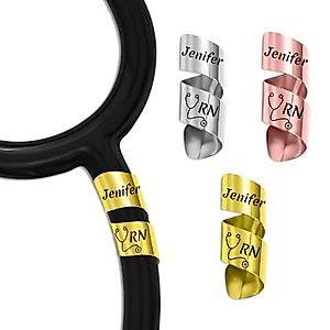 Stethoscope Name Tag Personalized Stethoscope Charms with Engraved Name Stethoscope Accessories for Nurse Doctor Medical Professional-Style 1