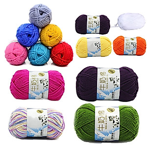 TEHAUX 50g Cotton Yarn Soft Chunky Crochet Knitting Yarn for Sweaters Hats Scarves
