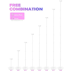 YALLOVE 4 Set of 63 Inch Metal Balloon Column Stand with Water Weight, Internal Threaded Rod Design, Stable, Reusable, Easy to Assemble n Disassemble, Great for Wedding, Grad, Shower Party Decoration
