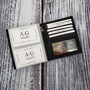 ag wallets Men's RFID Genuine Leather European Bifold Wallet Hipster 2 ID Windows (Black)