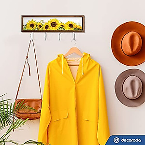 Decorada Sunflower Kitchen Decor - Sunflower Wall Art (4 x Towel/Coat Hooks) Made from Wood (3.5 x 16.9 & Wall Mounting Screws) Sunflower Decor For Kitchen - Sunflower Decor For Bedroom