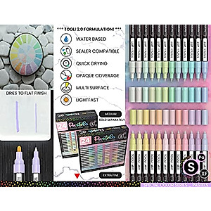 TOOLI-ART Acrylic Paint Markers Paint Pens Special Colors Set For Rock Painting, Canvas, Fabric, Glass, Mugs, Wood, Ceramics, Plastic, Multi-Surface. Non Toxic, Water-based (PASTEL)