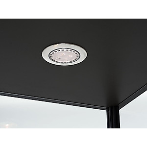 Displays2go Display Show Case with LED Lighting, Glass Shelves, Locking Door, MDF Top & Base – Clear & Black (GTAP24LEDB)