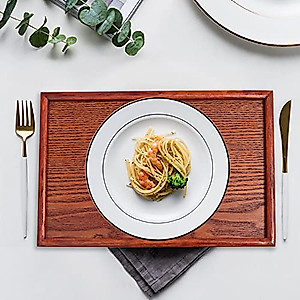 Solid Wood Serving Tray, Rectangle Non-Slip Tea Coffee Snack Plate, Food Meals Serving Tray with Raised Edges for Home Kitchen Restaurant(11.8x7.9x0.8, Brown)