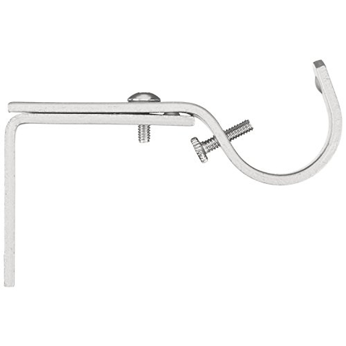 Amazon Basics 1-Inch Curtain Rod with Round Finials - 1-Pack, 72 to 144 Inch, Nickel & Adjustable Curtain Rod Wall Bracket Hooks, Set of 2, Silver Nickel