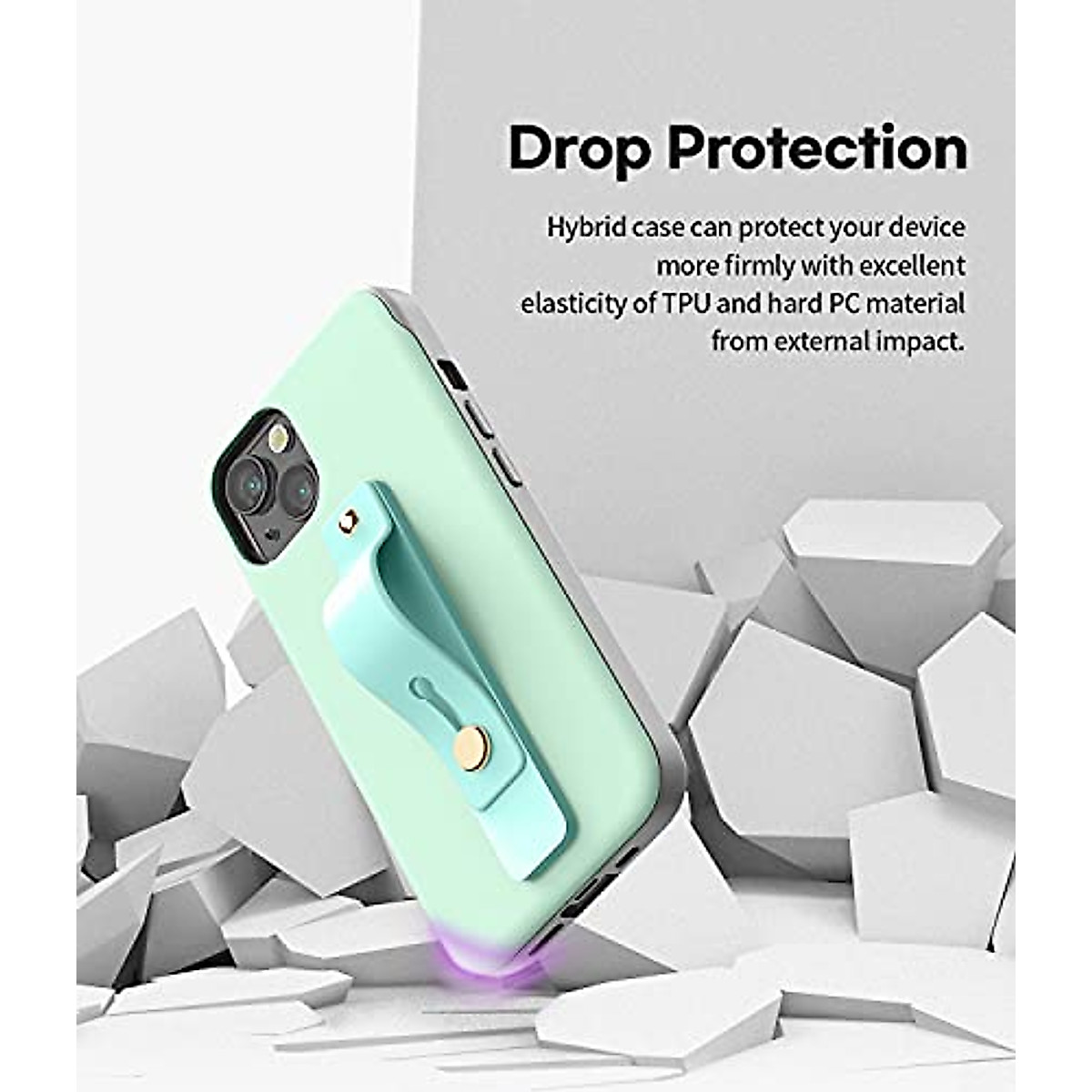 GOOSPERY SlideTok Case Compatible with iPhone 13, Card Holder Phone Finger Grip Band Loop Stretch Holder Kickstand 2 Card Storage Dual Layer Protective Bumper Wallet Cover (Mint)