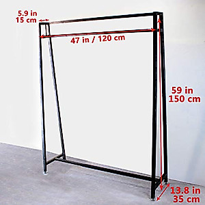 Womio Industrial Metal Clothes Racks with Clothing Hanging Rack, Display Racks for Laundry,Moden Drying Rack Garment Racks,Black Brush Silver