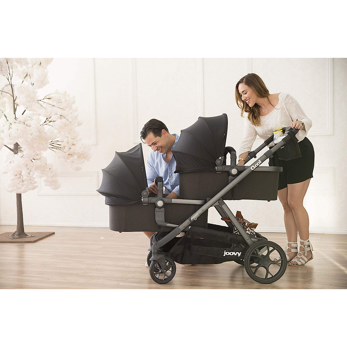 Joovy Portable Stroller Bassinet with Zip Closure, UPF 50 Sun Canopy - Compatible Qool and Caboose RS Strollers (Adapters Sold Separately)