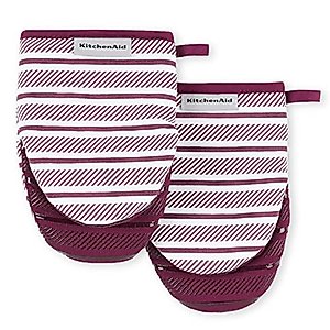 KitchenAid Albany Mini Oven Mitt 2-Pack Set, Beet, 5.5"x8"