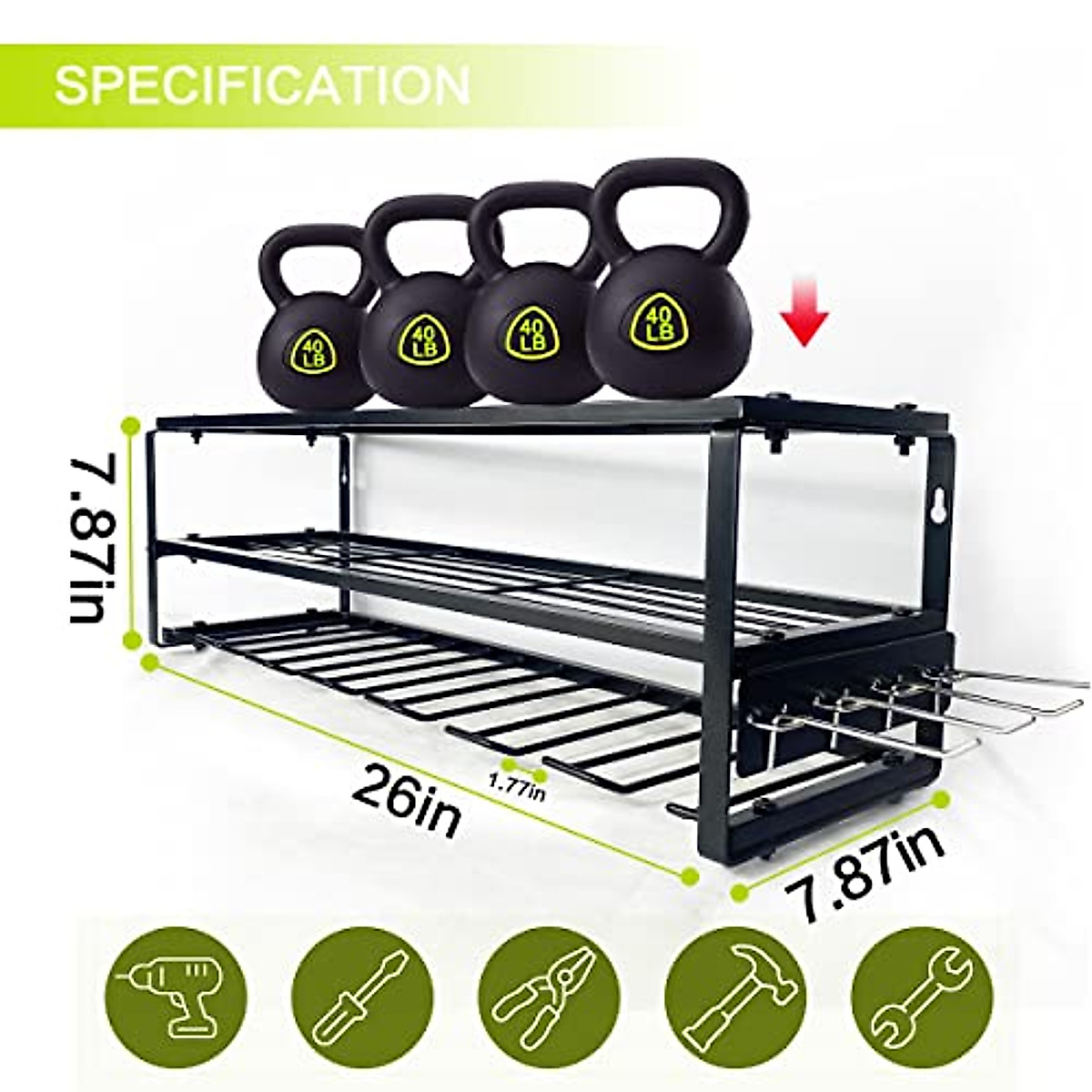 DYRSDPZD Power Tool Organizer-7 Drill Holde Wall Mount,Power Tool Storage Rack for Cordless Drill Charging Station Screwdriver,Drill Rack Garage Organization,with Free Magnetic Wristband
