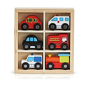 NIMNIK Wooden Cars for Toddlers Bus Engine Emergency Vehicles | Small Cars, Mini Transportation Vehicles | Educational Toy for Early Learning for 3-10 Year Olds