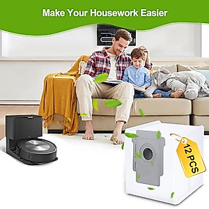 12 Pack Replacement Roomba Vacuum Bags, Compatible with iRobot Roomba i7, i7+, i3, i3+, j7, j7+, i8, i8+, i4, i4+, i6, i6+, i7Plus, s9, s9+, i & s & j Series Automatic Disposal Dust Bags