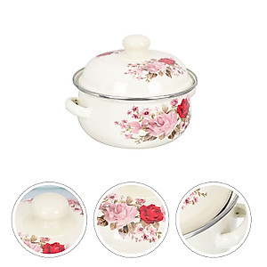 Cabilock Enamel Pot Retro Enamel Stockpot Cooking Pot Enamel Soup Pot Stew Pot Pasta Pot with Lid Milk Sauce Pot for Stew Sauce Reheat Food Induction Oven Gas Stovetops Stock Pot