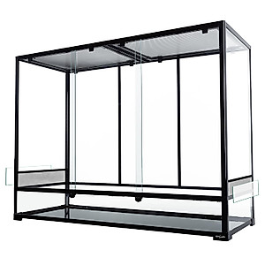 REPTI ZOO 135 Gallon Reptile Glass Terrarium, 48" x 18" x 36" Vertical Tempered Glass Rainforest Reptile Terrarium, 2 in 1 Use Knock-Down Paludarium Tank