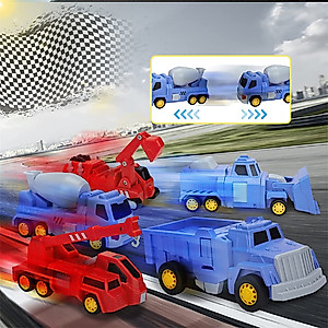 SAITI Toys for 3 4 5 6 Year Old Boys - Construction Transform Robot Toy Cars STEM Building Toys for Kids 5-in-1 Construction Assemble Vehicles Toys Pull-Back Cars Christmas Birthday Gift for Kids