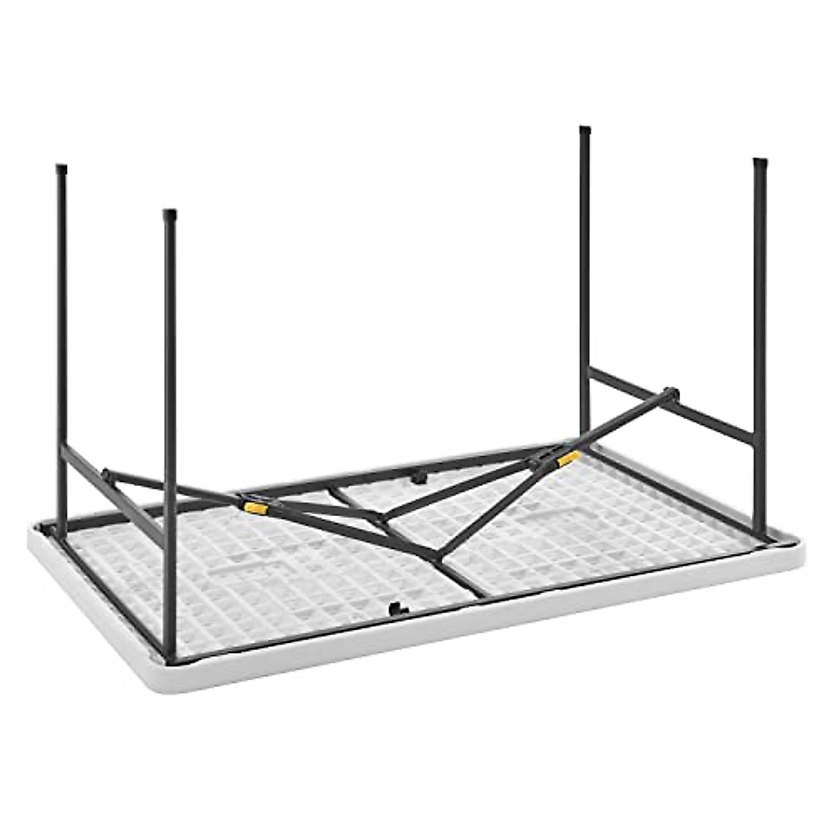 Living and More 4ft XL Straight Folding Utility Table, White, Indoor & Outdoor, Portable Desk, Camping, Tailgating, & Crafting Table